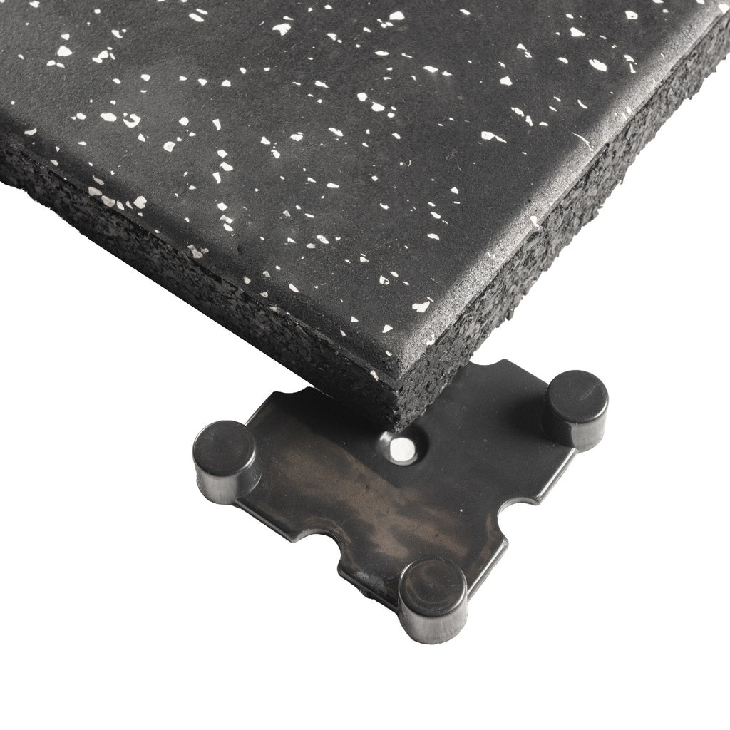 Gummigulv 1x1m, lige kanter, Sort med hvide EPDM stænk, fåes i 20-30mm